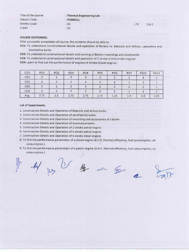 PCME 211 Thermal Engineering Lab | PDF