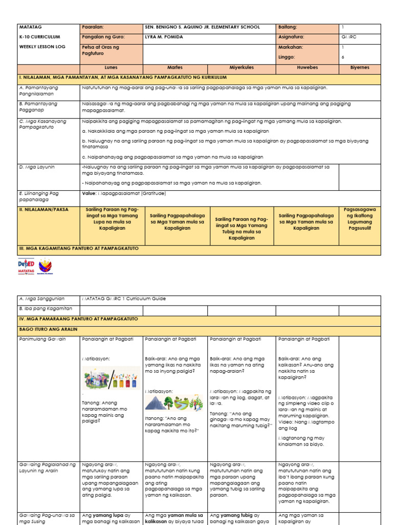 DLL GMRC Grade1 Quarter1 Week6 | PDF