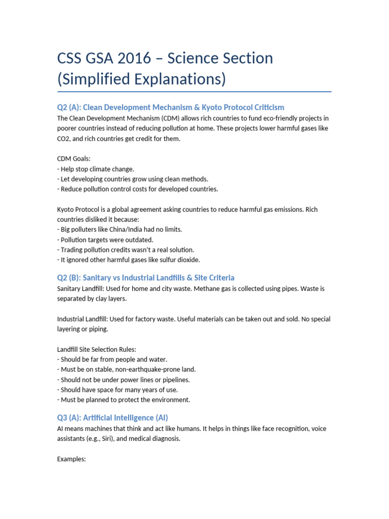 CSS GSA 2016 Simplified Science | PDF | Clean Development Mechanism ...
