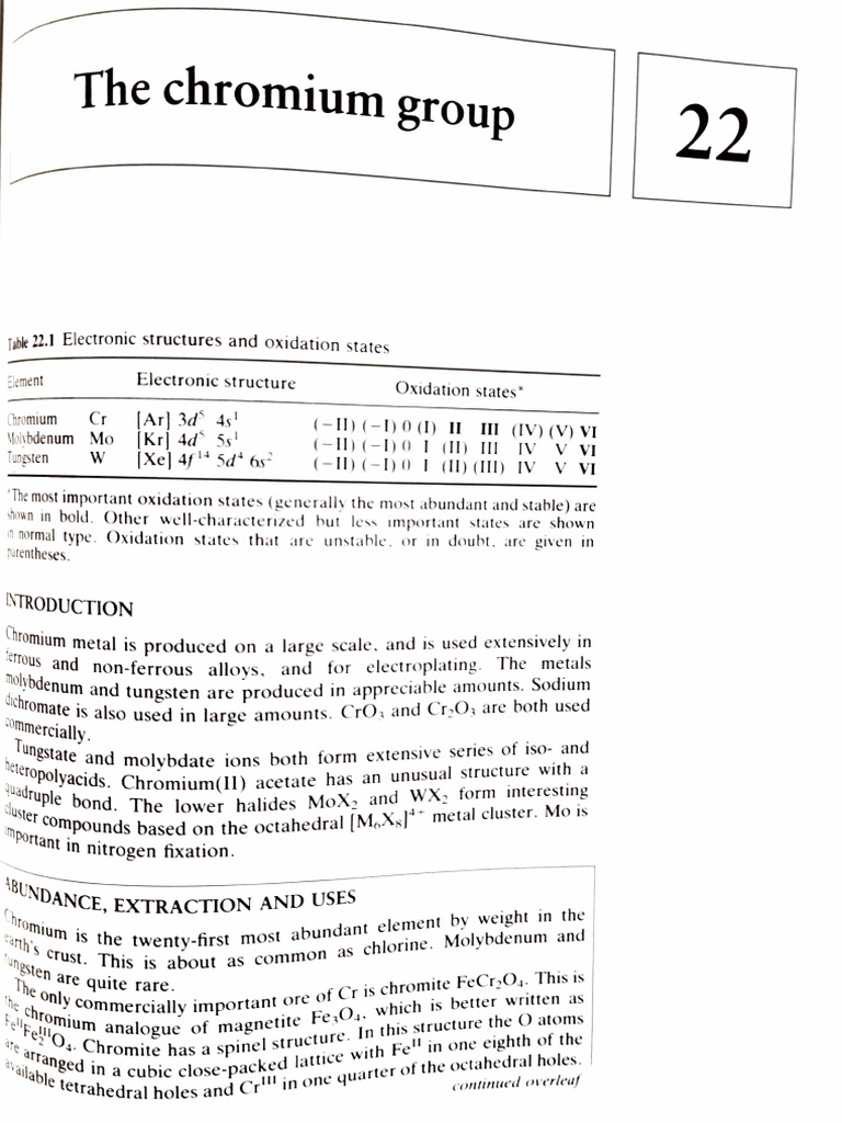 Chromium Group Properties and Uses | PDF | Chromium | Coordination Complex