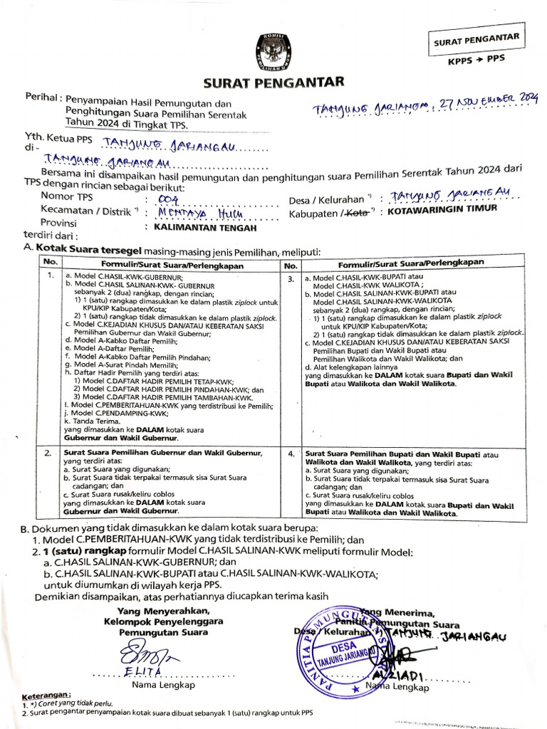 Surat Pengantar Tps 004 | PDF