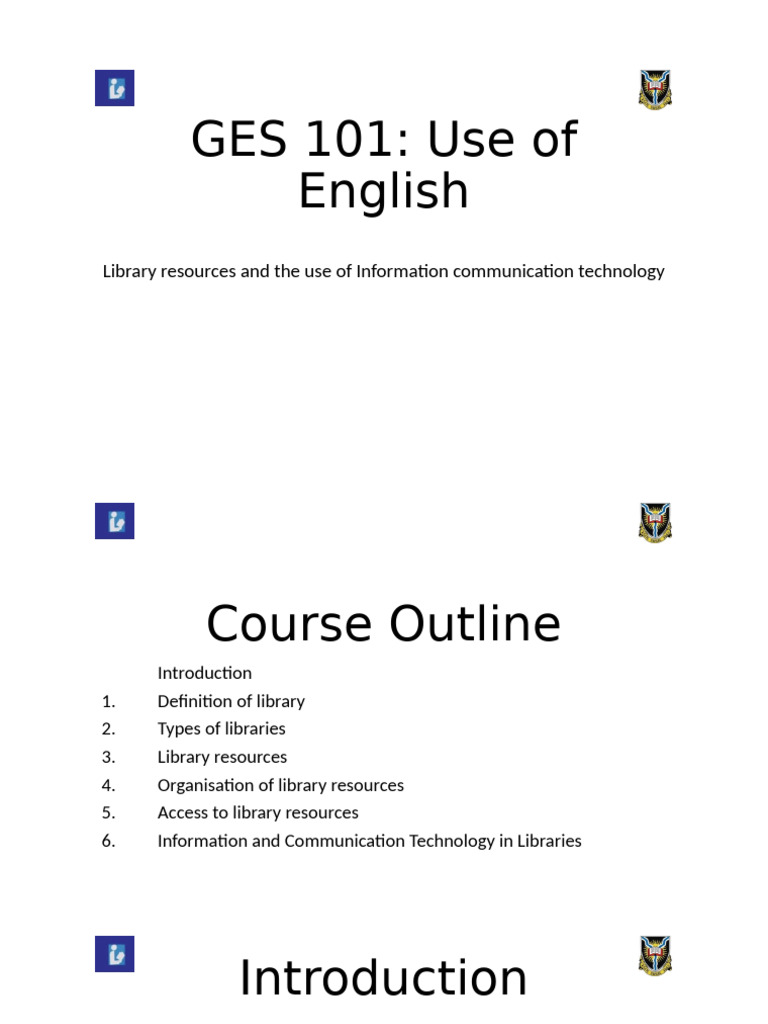 Library Resources and ICT in GES 101 | PDF | Libraries | Books