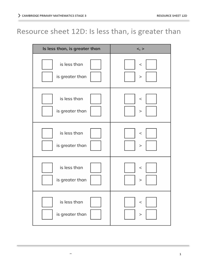 Cambridge Primary Math Stage 3: Comparisons | PDF
