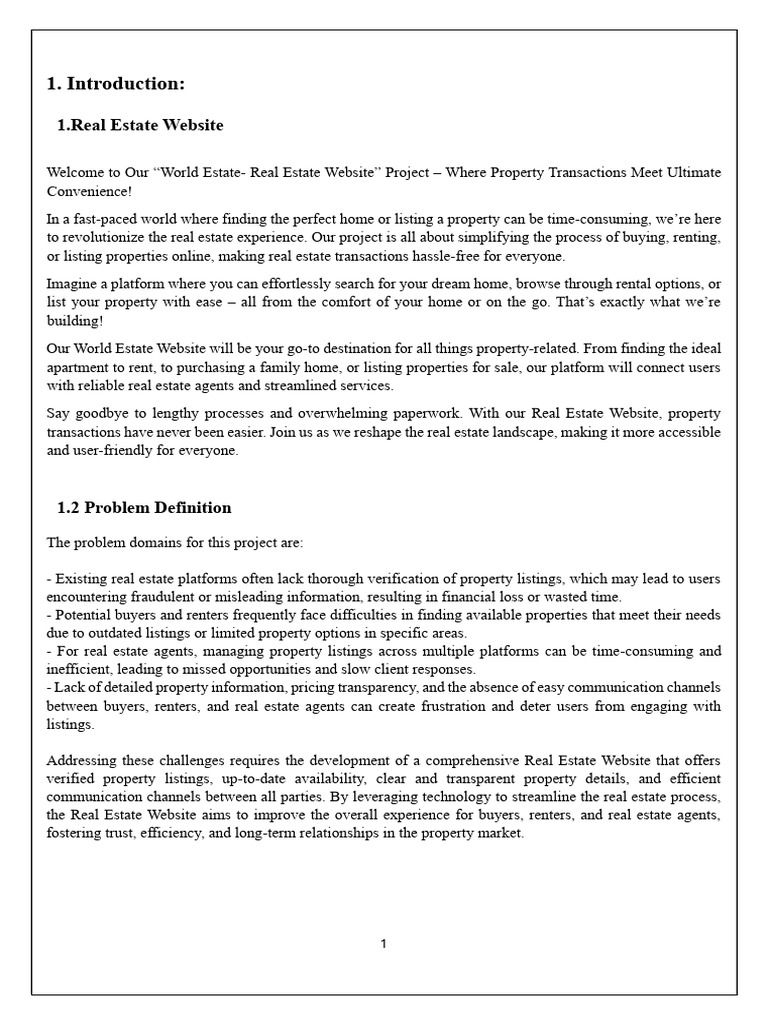 Final World Estate Website Report | PDF | Usability | World Wide Web