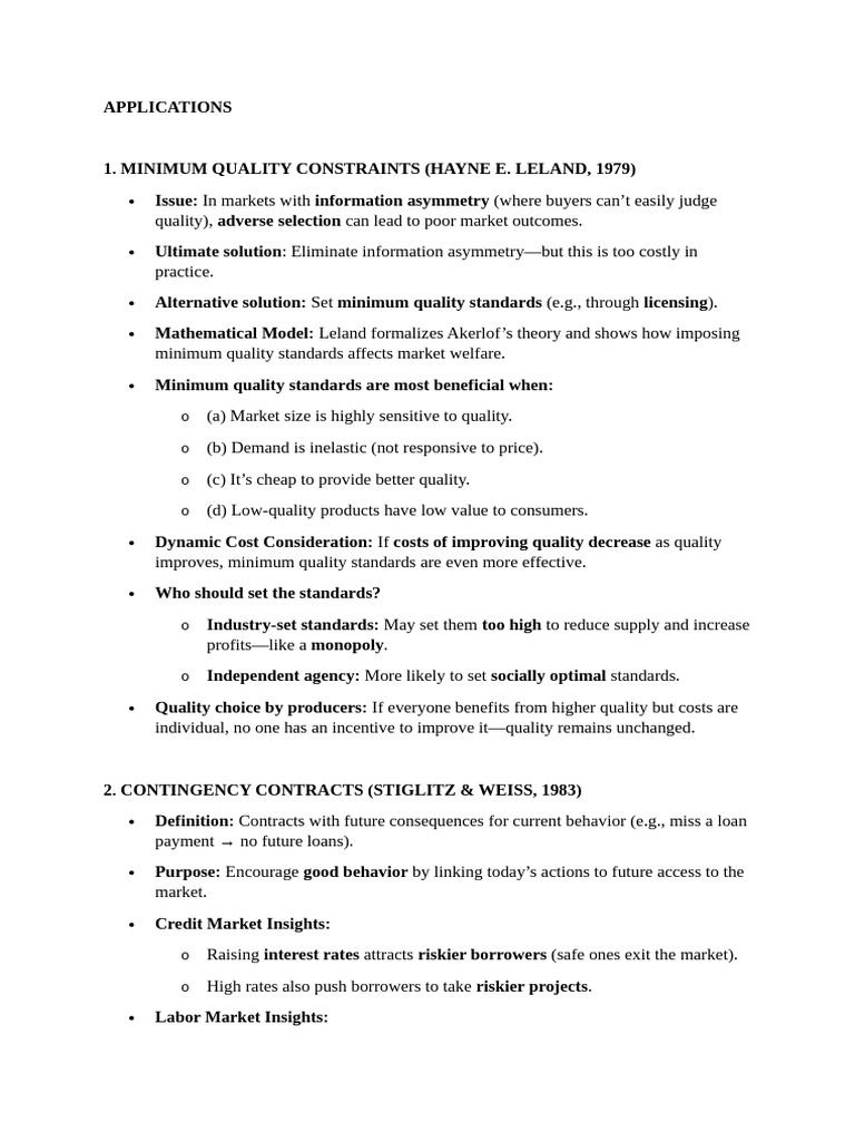 Applications of Assymetric Information | PDF | Market (Economics ...