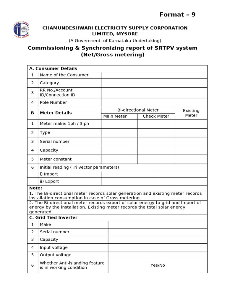 Format-9 Synch & Commissioning Report | PDF
