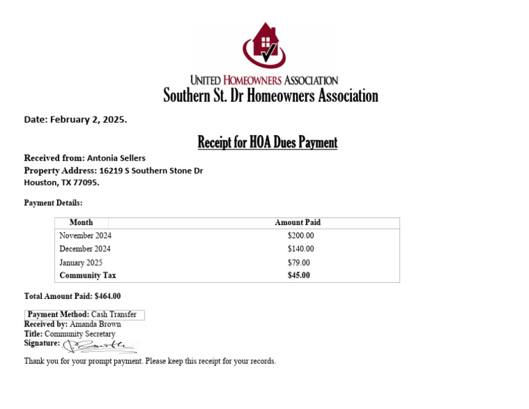 Hoa Receipt | PDF