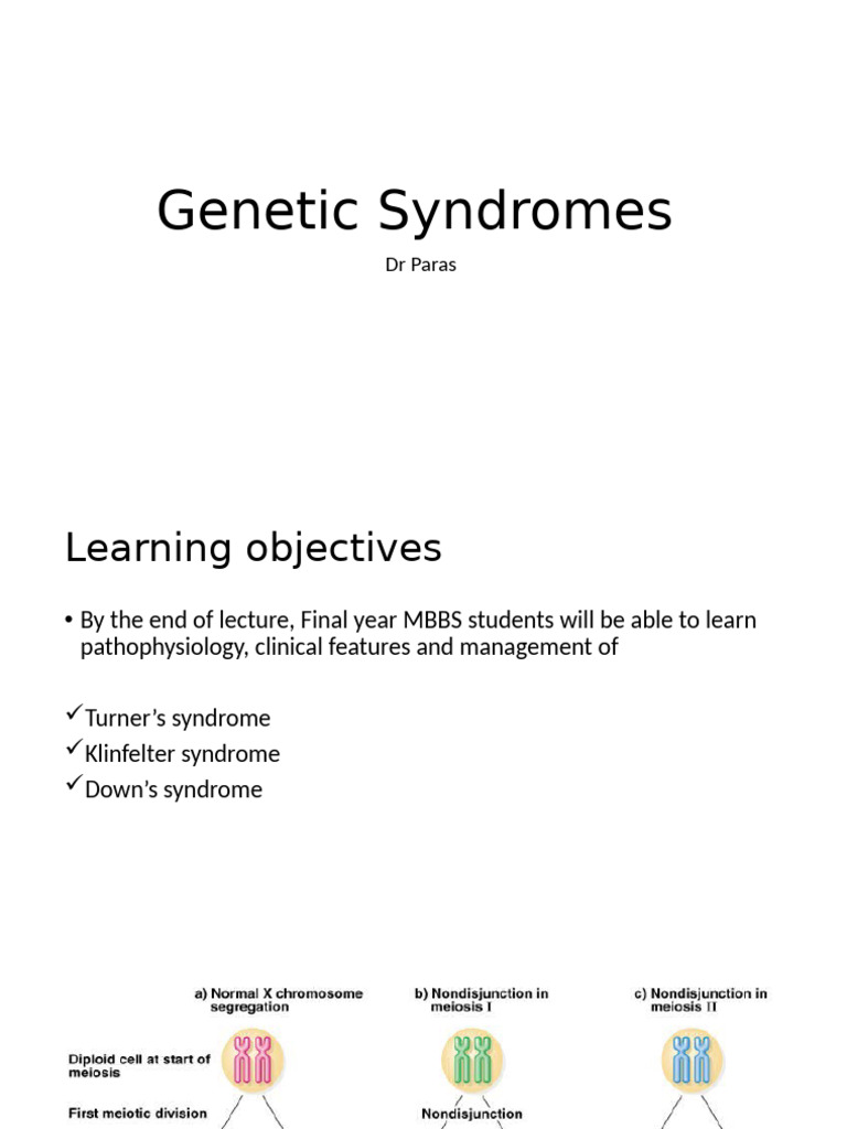 Understanding Genetic Syndromes: Turner & Klinefelter | PDF | Medical ...