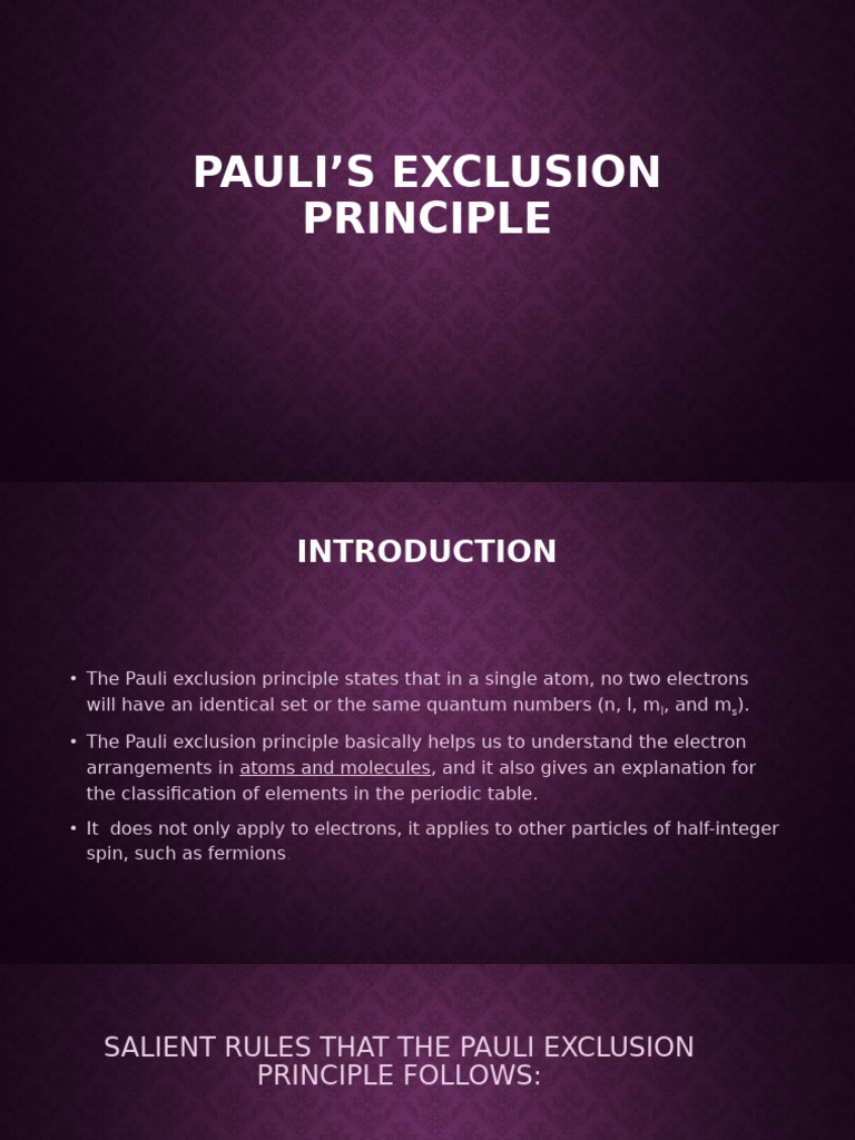 Understanding Pauli's Exclusion Principle | PDF