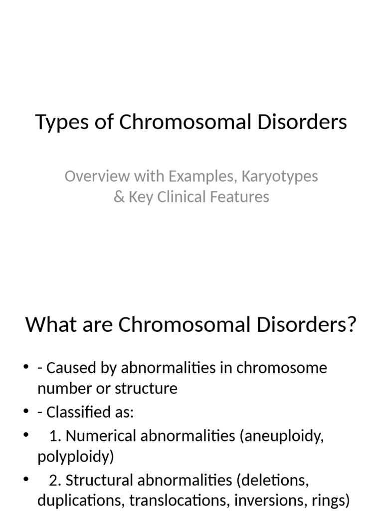 Overview of Chromosomal Disorder Types | PDF