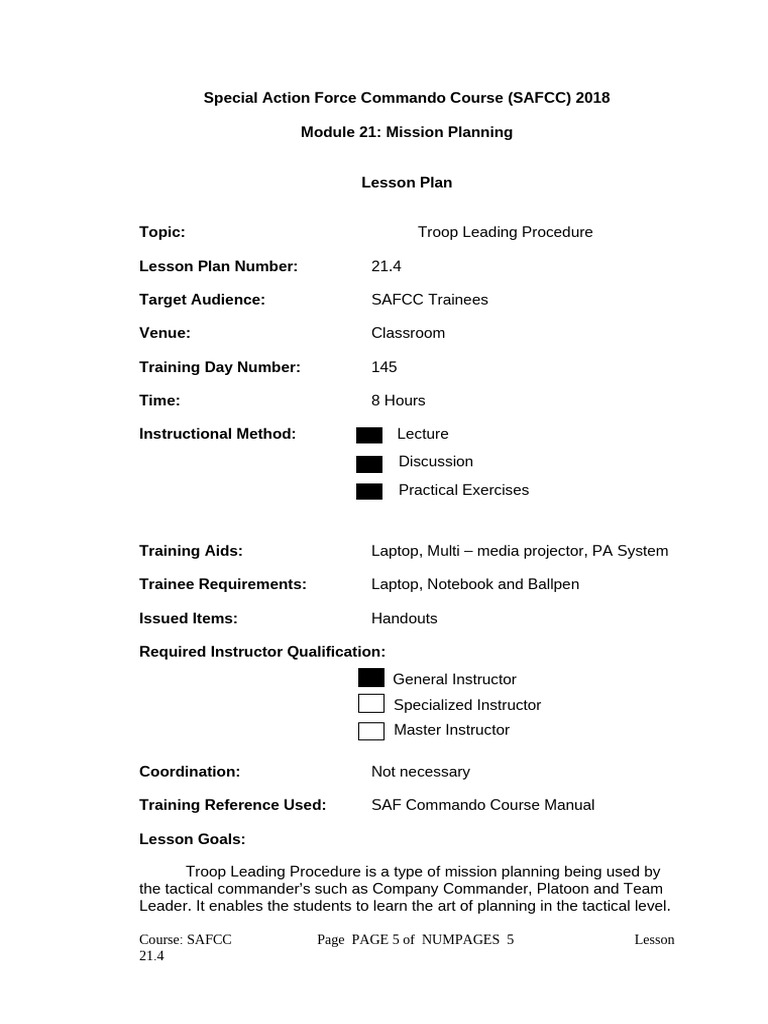 Troop Leading Procedures Training | PDF | Reconnaissance | Platoon