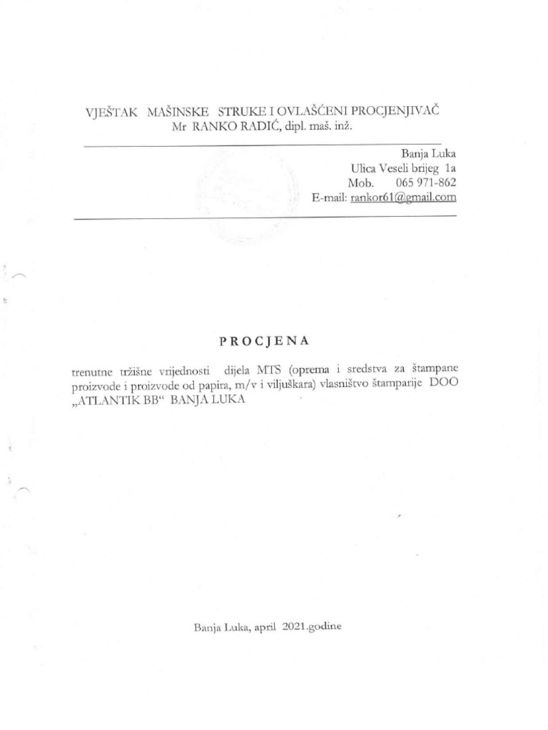 Prilog 3, Part 2 - Procjena MTS-A | PDF