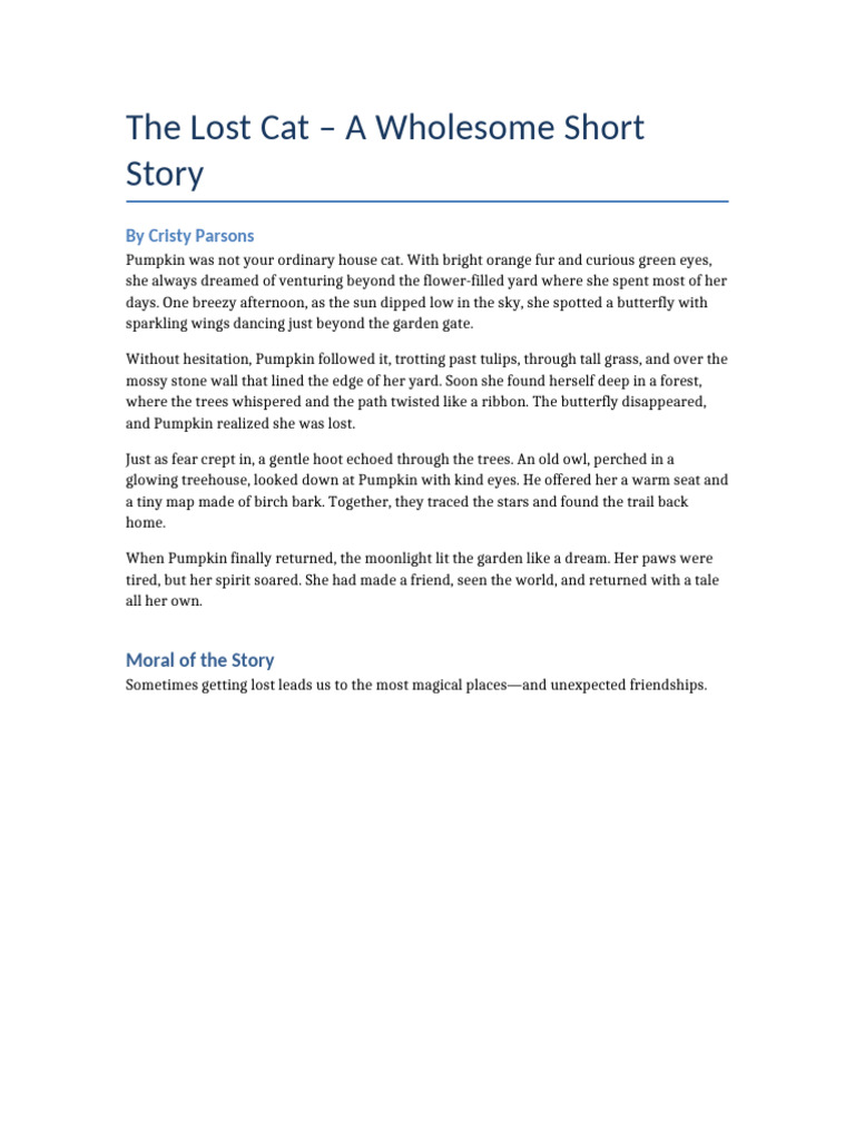 The Lost Cat's Adventure Story | PDF
