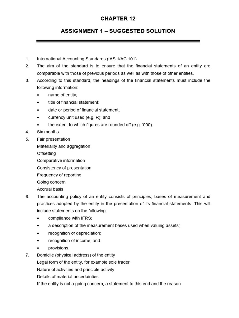 Chapter 12 Assignment 1 Solution | PDF