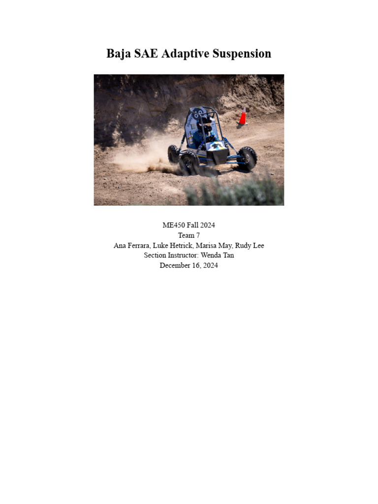 UM Michigan Baja Racing FA24 T7 Baja SAE Adaptive | PDF | Mechanical ...