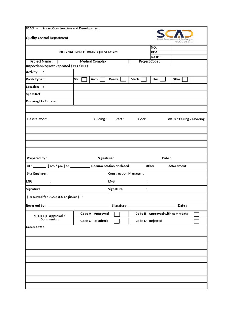 Internal Inspection Request Form | PDF