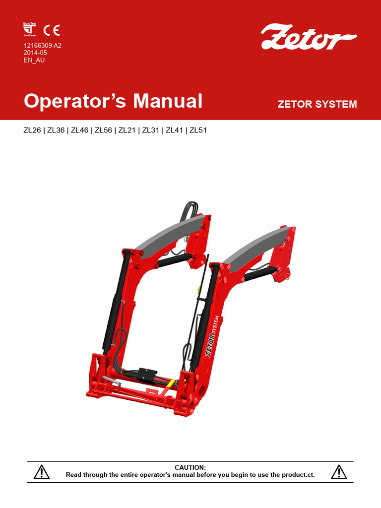 Zetor Loader ZL Operators Manual en | PDF | Tractor | Loader (Equipment)