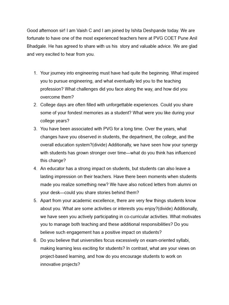 Insights from PVG COET Teacher Anil Bhadgale | PDF | Cognition