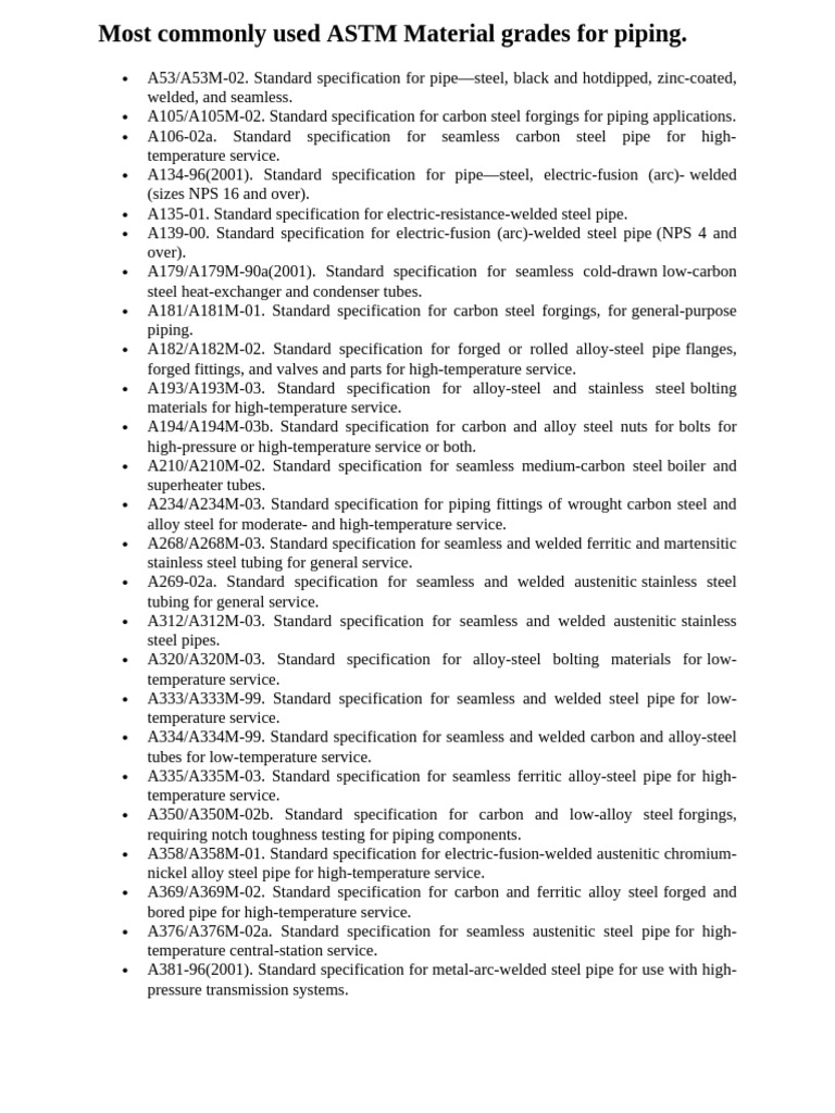 Pipe Material Grades | PDF | Steel | Pipe (Fluid Conveyance)
