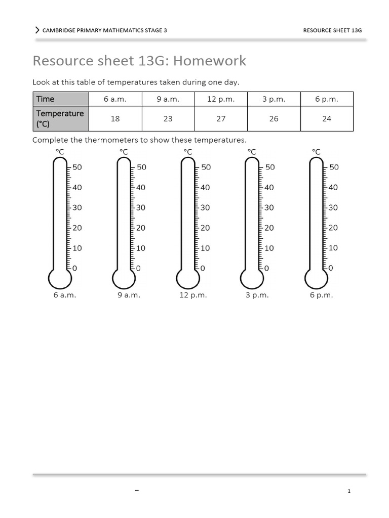 Cambridge Primary Math Stage 3 Homework | PDF