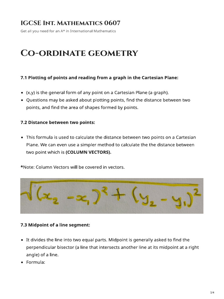 Co Ordinate Geometry | PDF