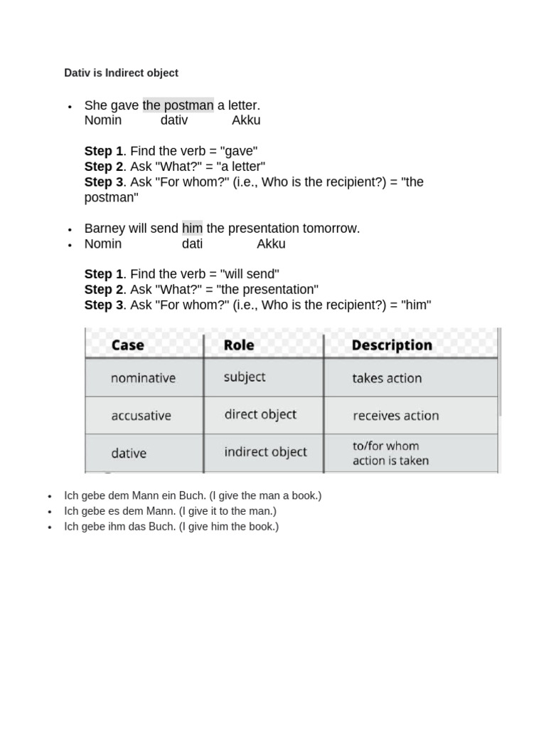 Understanding the Dative Case | PDF