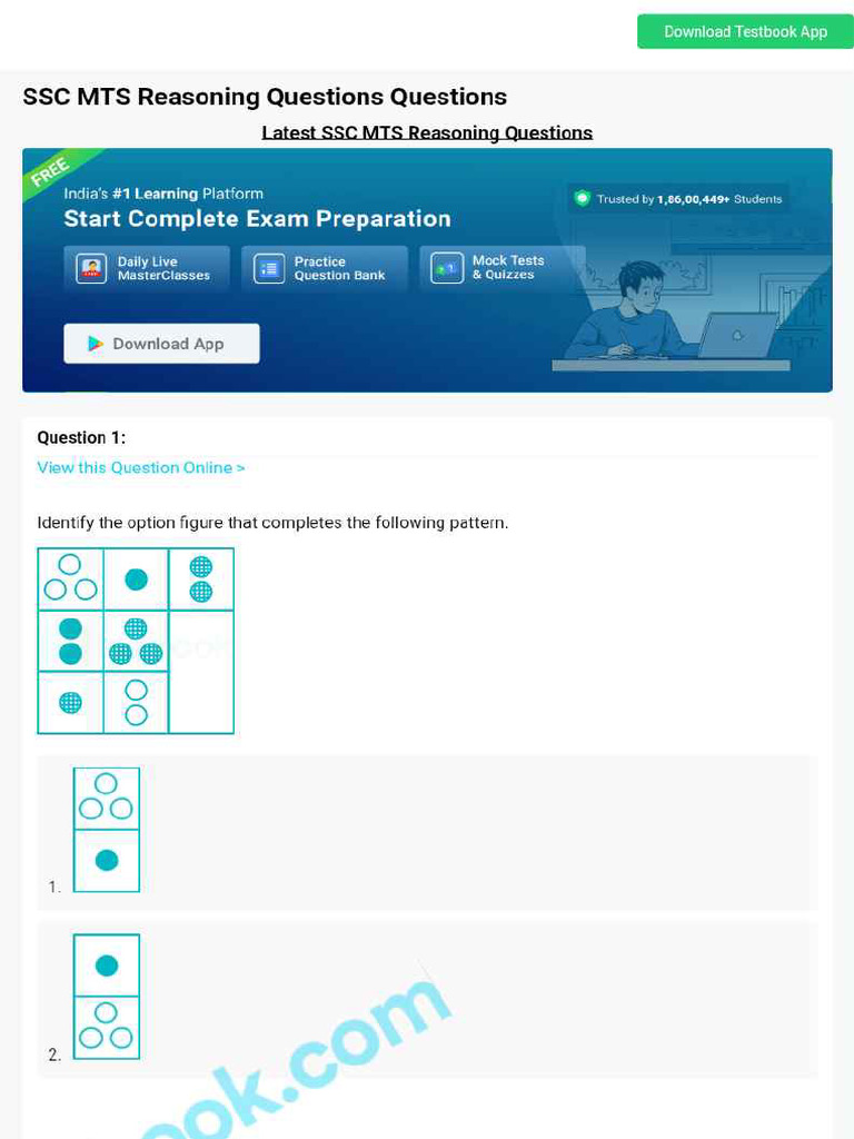 SSC Mts Reasoning Questions 637ef321215f7aaadc85e611 | PDF