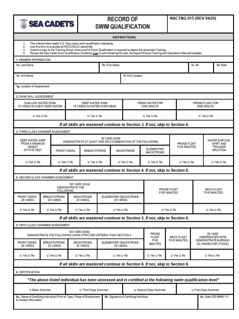 2025 New Swim Qual Form | PDF | Swimming (Sport) | Swimming