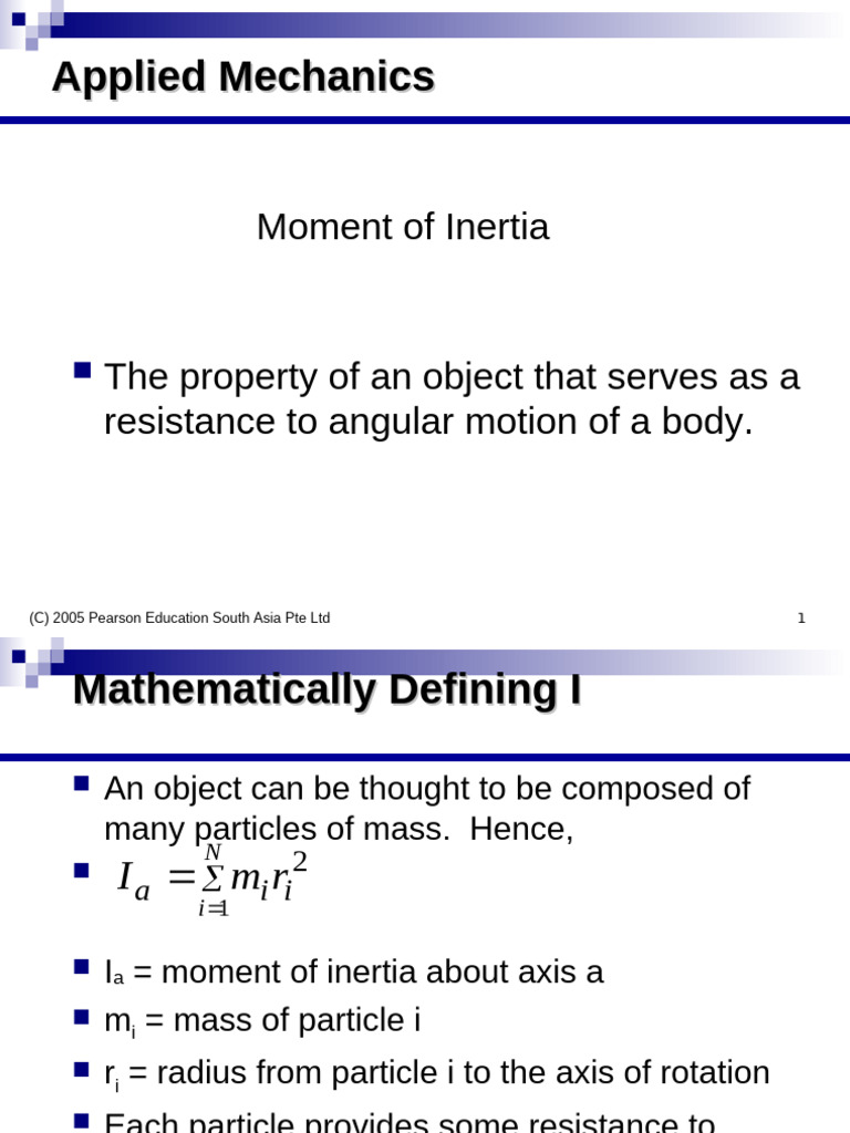 Lecture 5 Moment of Inertia-Engg Mech Geometrical Properties of Plane Areas, First Moment of ...