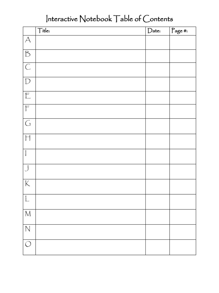 Interactive Notebook Contents Guide | PDF