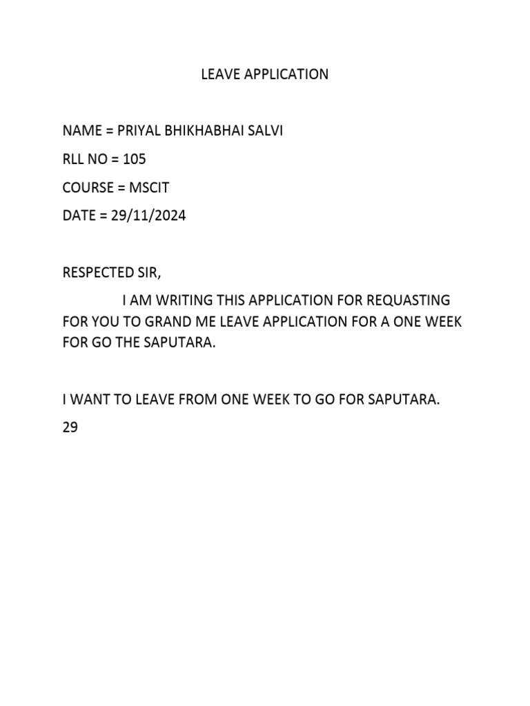 Leave Application | PDF