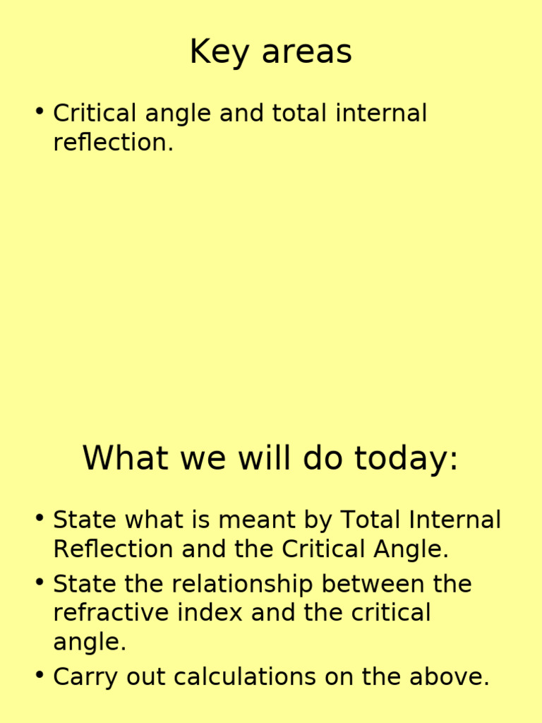 Tot. Int. Reflection Critical Angle 1 | PDF | Reflection (Physics ...