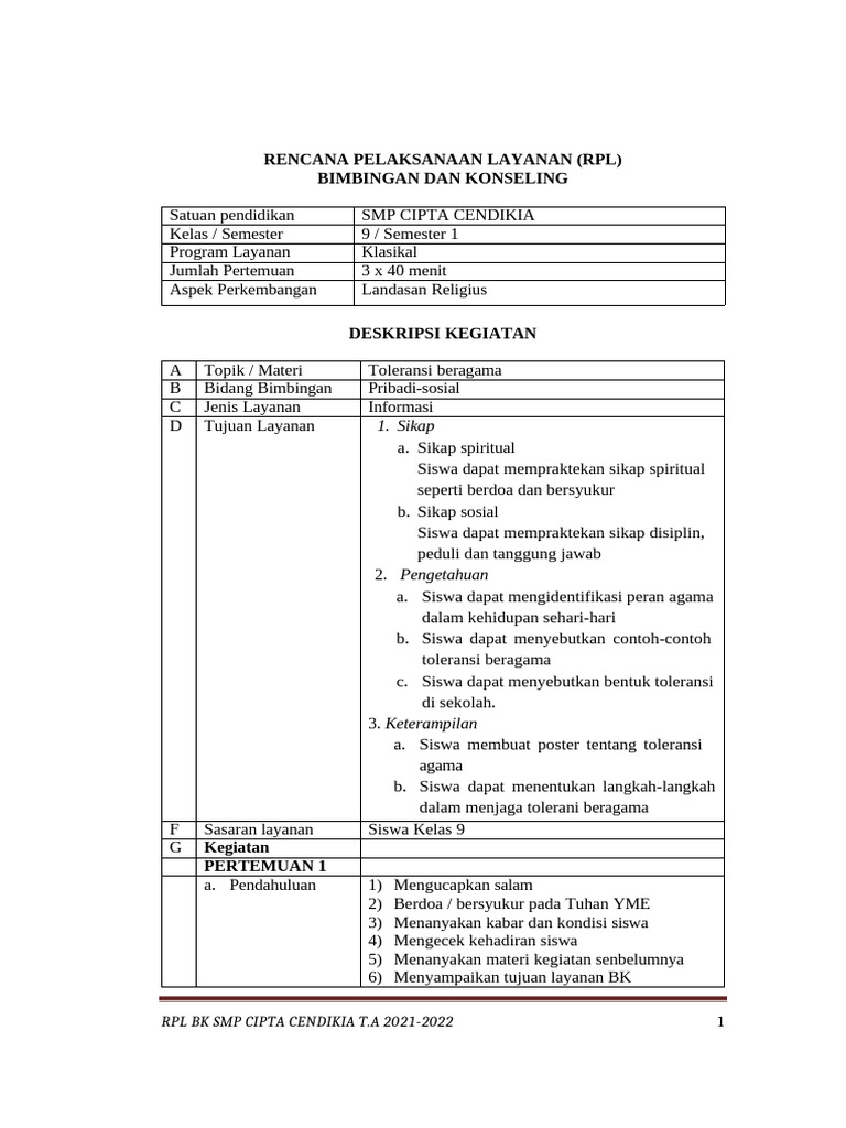 Contoh RPL PPG 2025 | PDF
