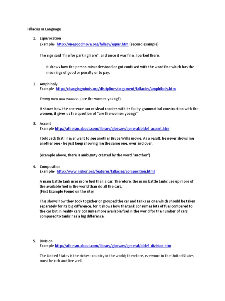 Fallacies in Language | PDF | Fallacy | Truth
