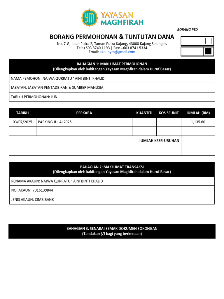 Parking Julai 2025 | PDF