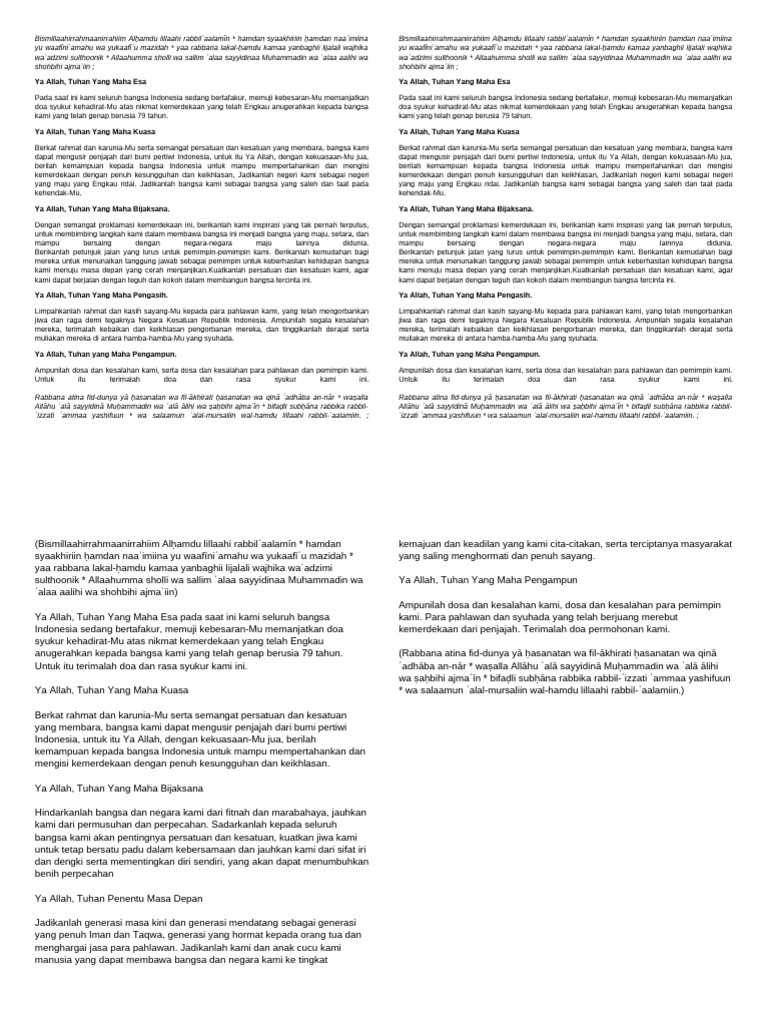 Doa Syukur Kemerdekaan Indonesia | PDF