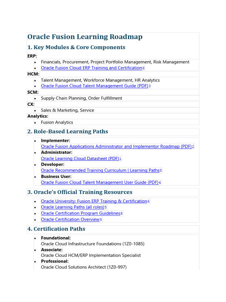 Oracle Fusion Learning Roadmap - 2 | PDF