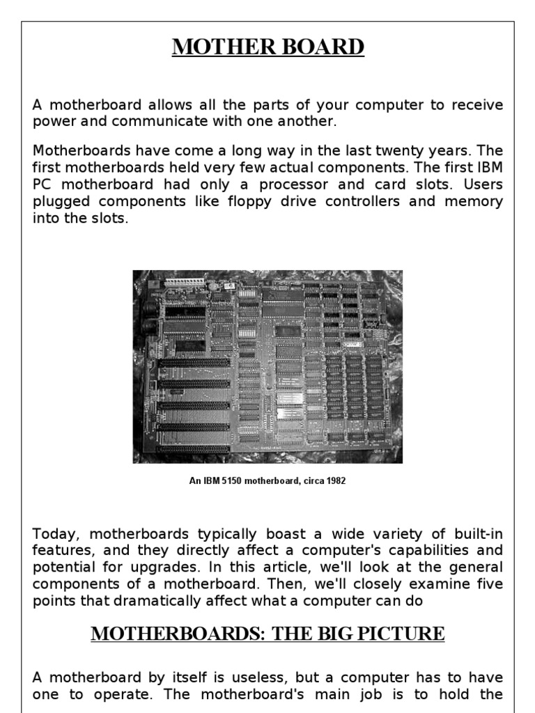 Motherboard | PDF | Classes Of Computers | Computer Architecture