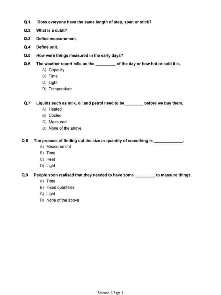 Measurement Test 1 | PDF