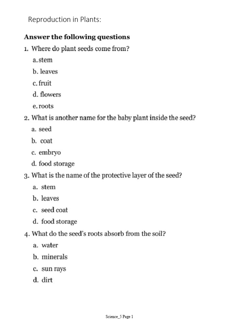 Sci Reproduction Plants Ws2 | PDF