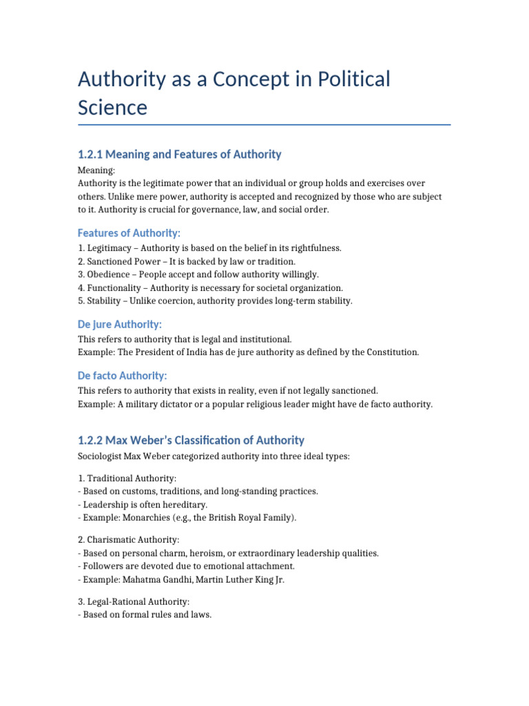 Understanding Authority in Political Science | PDF | Political Science ...