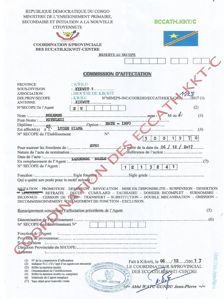 Commision D'affectation | PDF