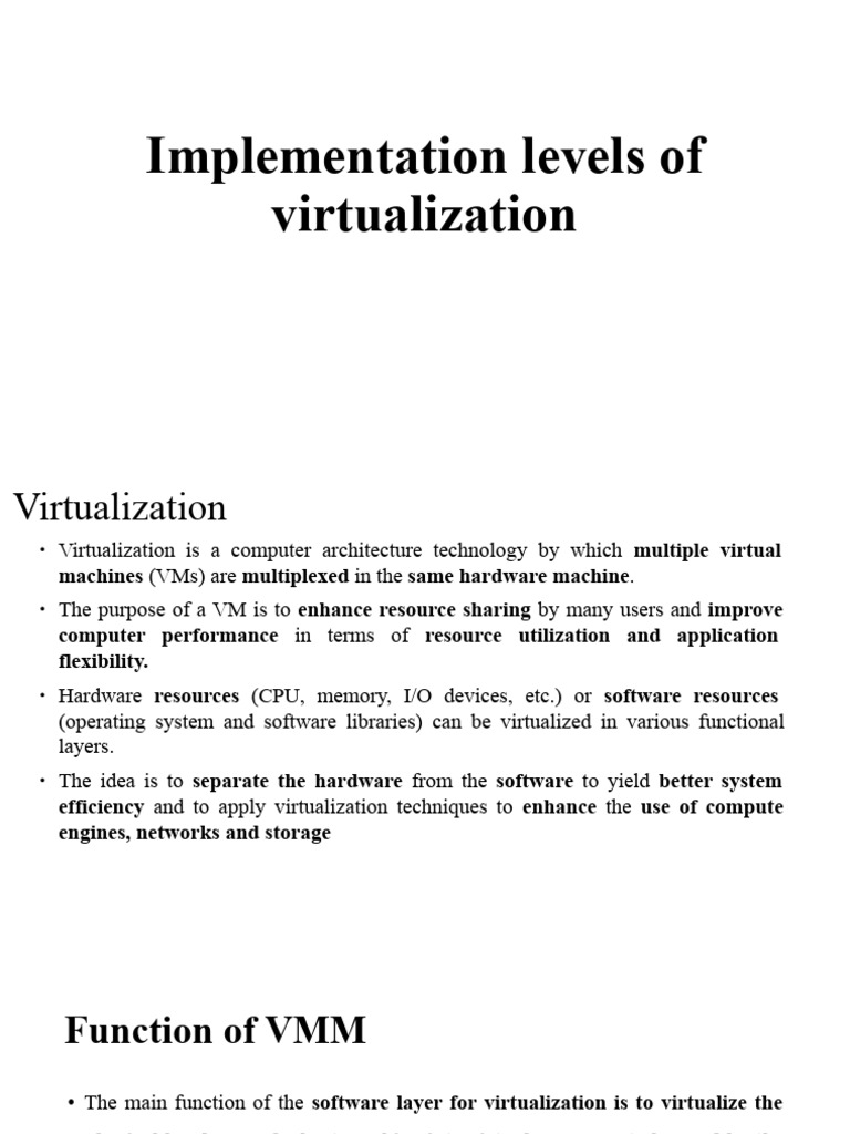 Implementation Levels of Virtualization | PDF | Virtual Machine | Operating System
