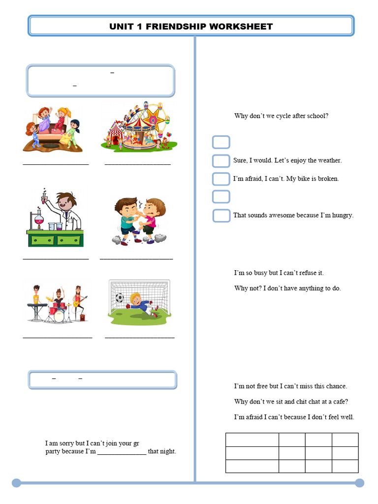 8 Sinif Friendship Worksheet 75963 | PDF