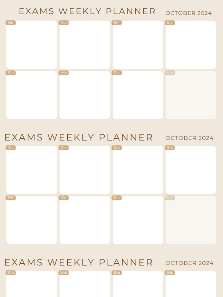 Cream Minimalist Aesthetic Printable Weekly Planner Calendar | PDF