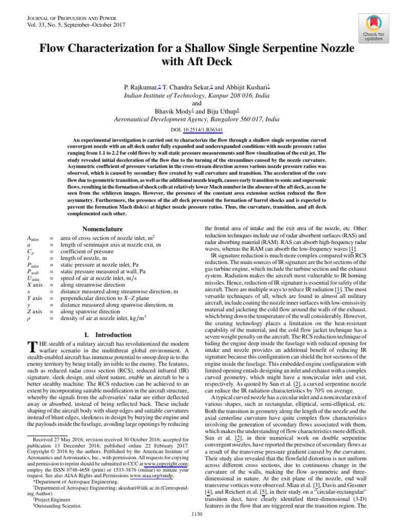Flow Characterization For A Shallow Single Serpentine Nozzle | PDF ...