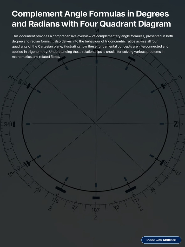 Complement Angle Formulas in Degrees and Radians With Four Quadrant ...