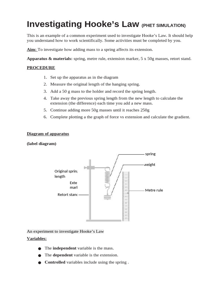 Investigating Hooke's Law Experiment | PDF | Force | Experiment