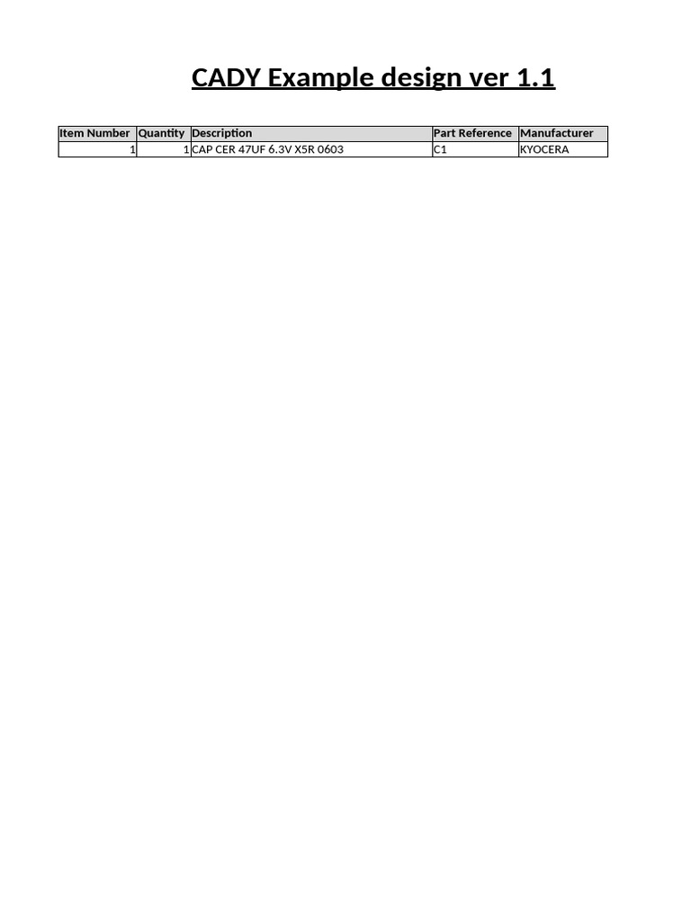 Cady Example Design Bom | PDF
