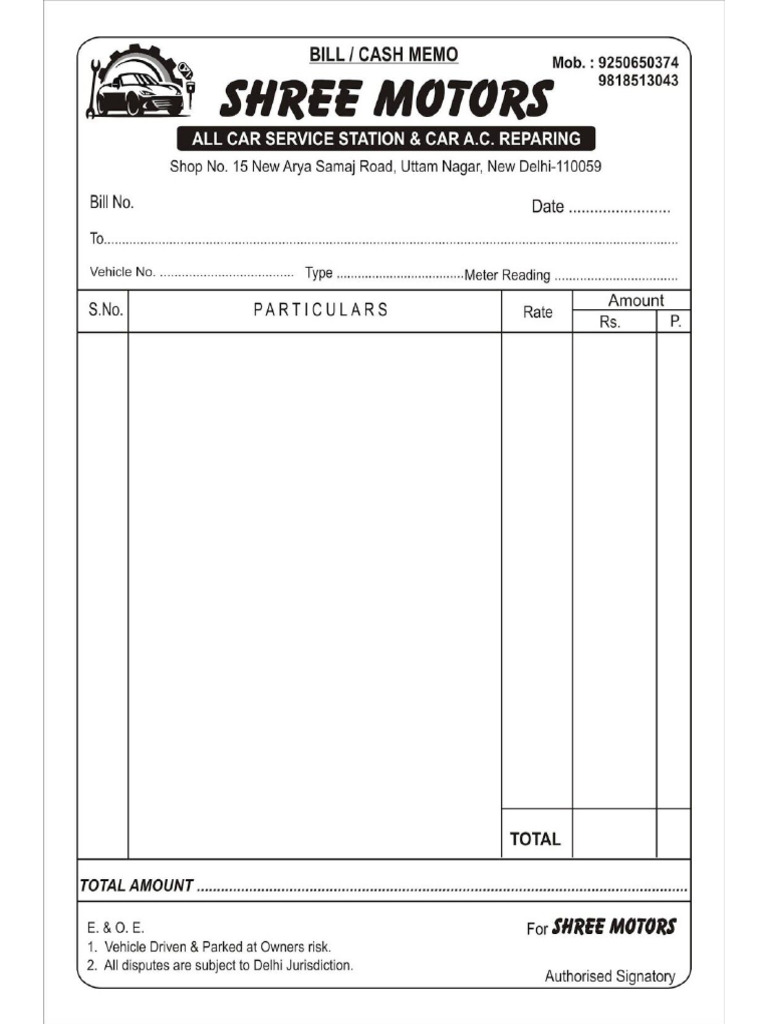 Shree Motors - Cab Bill | PDF